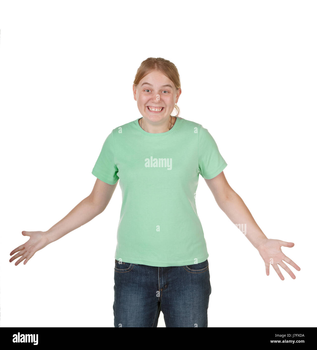 isolated female teen person questioning teenager query asked ask ...