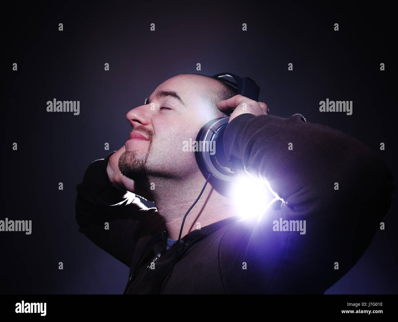 listen music sound portrait feel man head listen music sound fashion ...