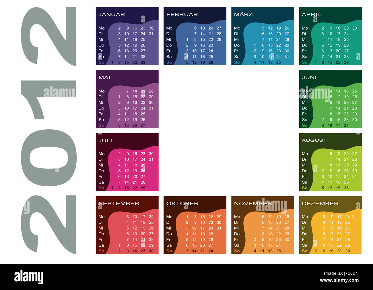 coloured graphic german years year calender calendar shine shines ...