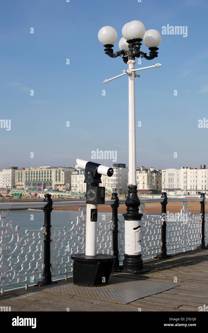 beach seaside the beach seashore england telescope pier viewer observer ...