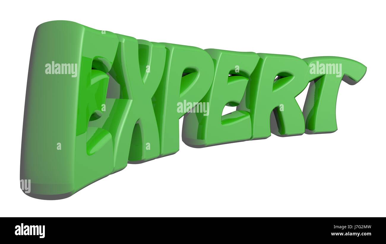 EXPERT written with green 3D letters - 3D rendering Stock Photo - Alamy