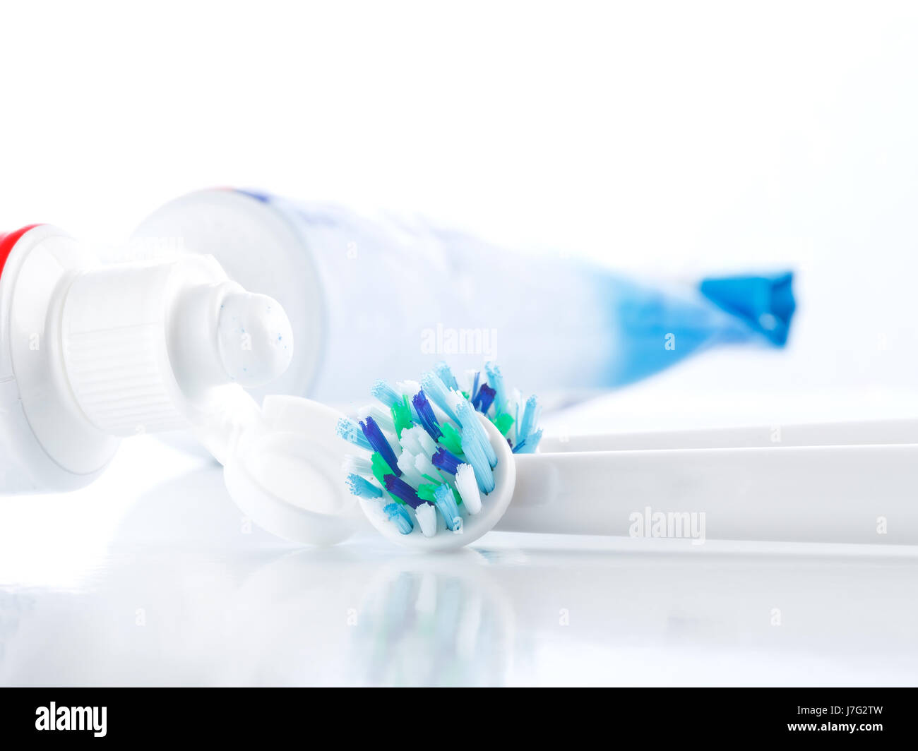 Oral hygiene accessory isolated on white background, toothpaste ...