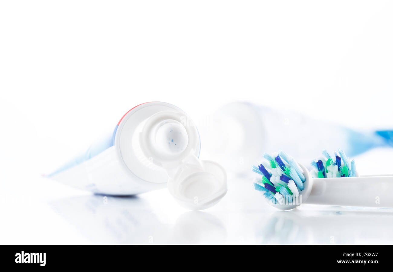 Oral hygiene accessory isolated on white background, toothpaste ...