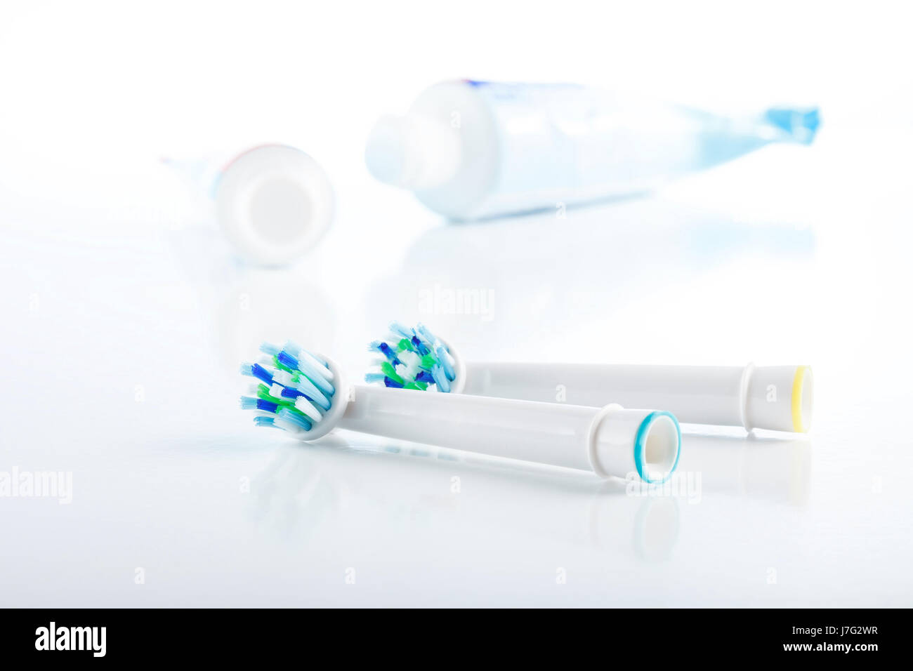 Oral hygiene accessory isolated on white background, toothpaste ...