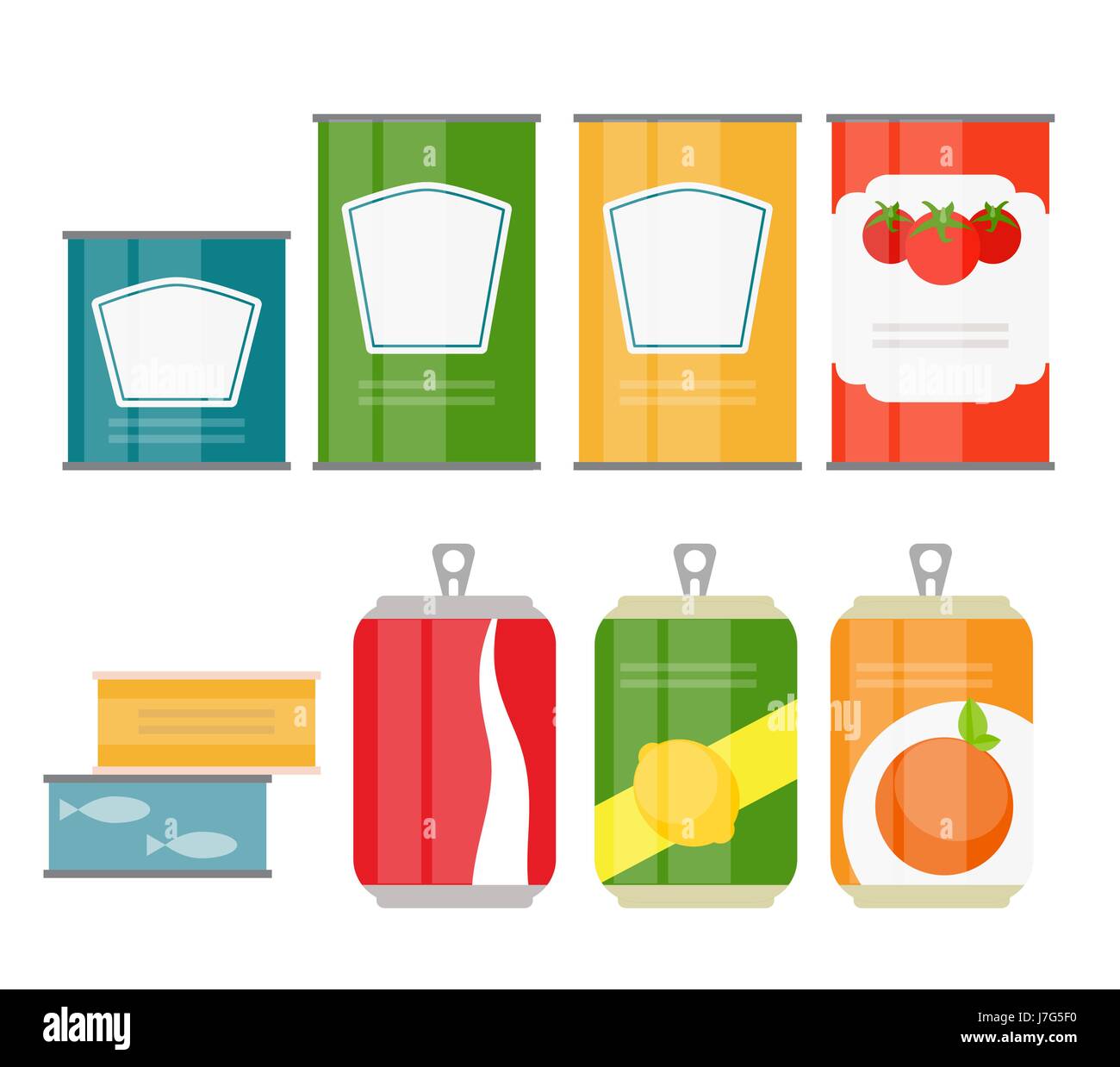 Set of Cans Template in Modern Flat Style Isolated on White. Mat Stock ...