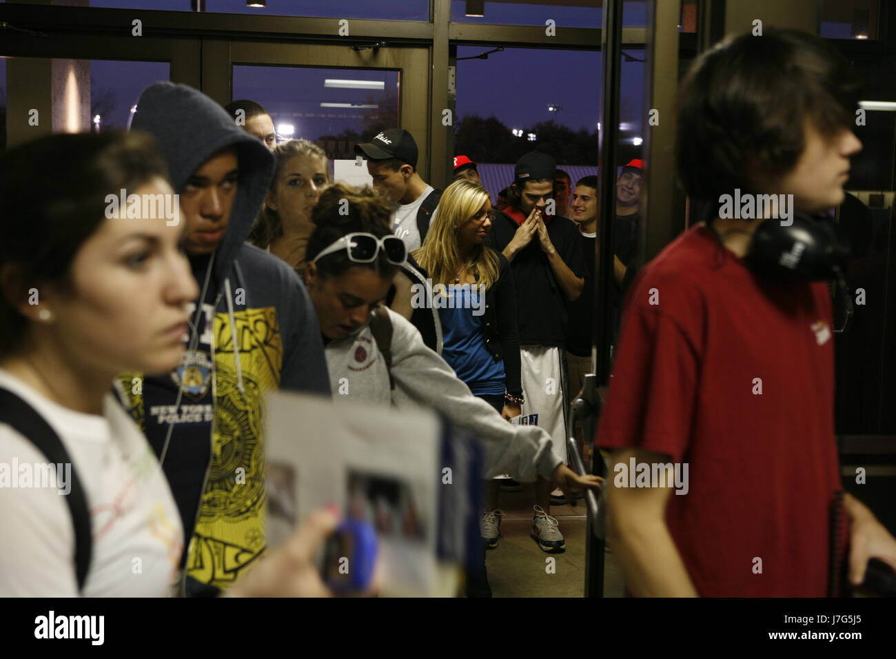 Indiana University students wait in line to vote at Assembly Hall on ...