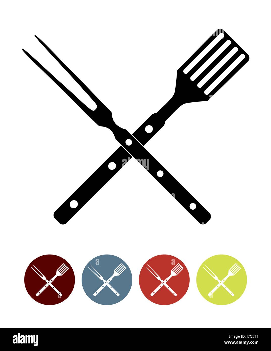 BBQ Icon with Grill Tools. Vector Illustration Stock Vector Image & Art ...