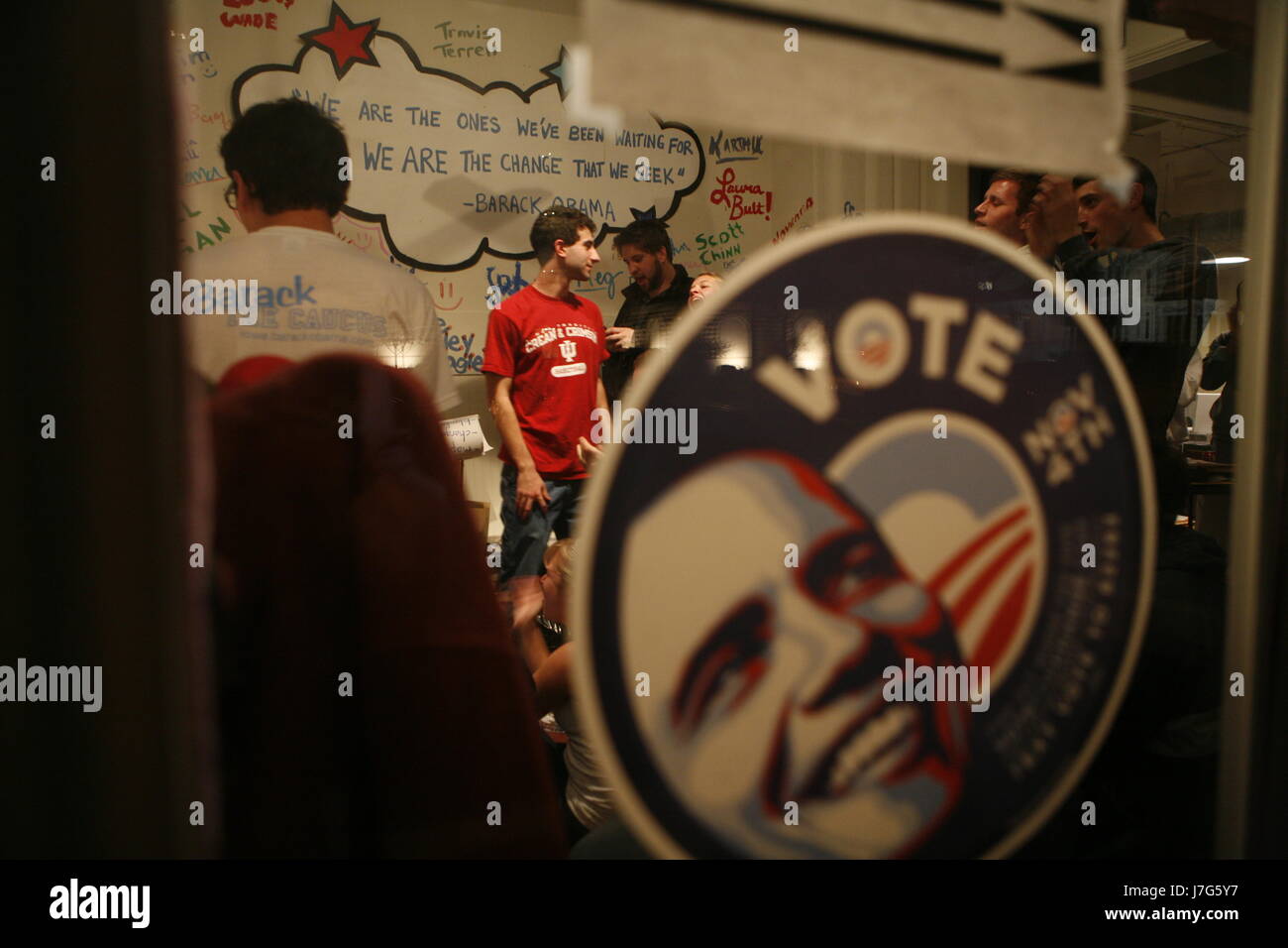 A scene from inside Barack Obama's headquarters in Bloomington, Indiana ...