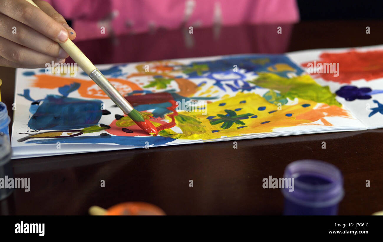 girl paint brush picture watercolor Stock Photo - Alamy
