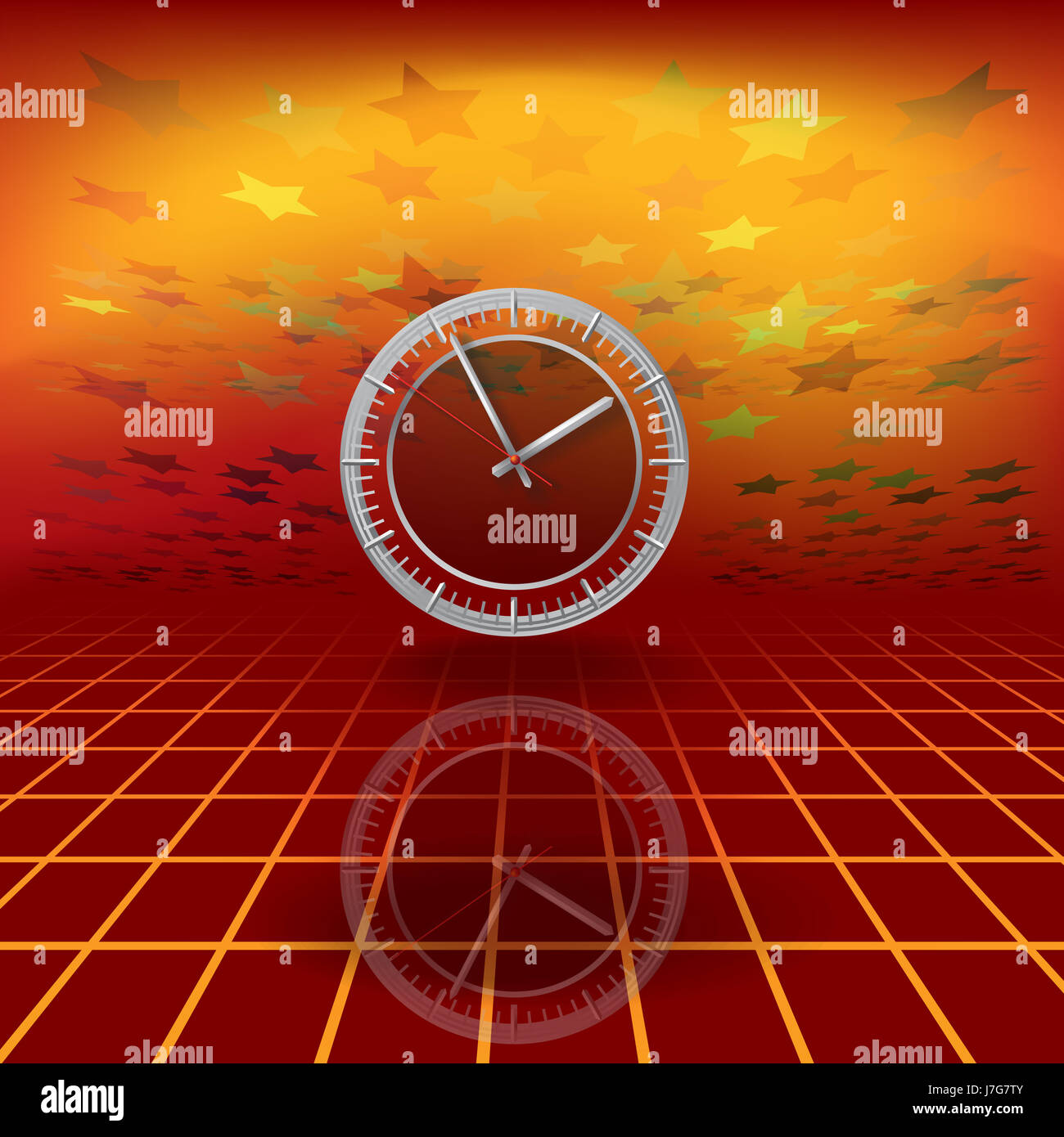 reflection clock illustration square abstract nobody star backdrop ...