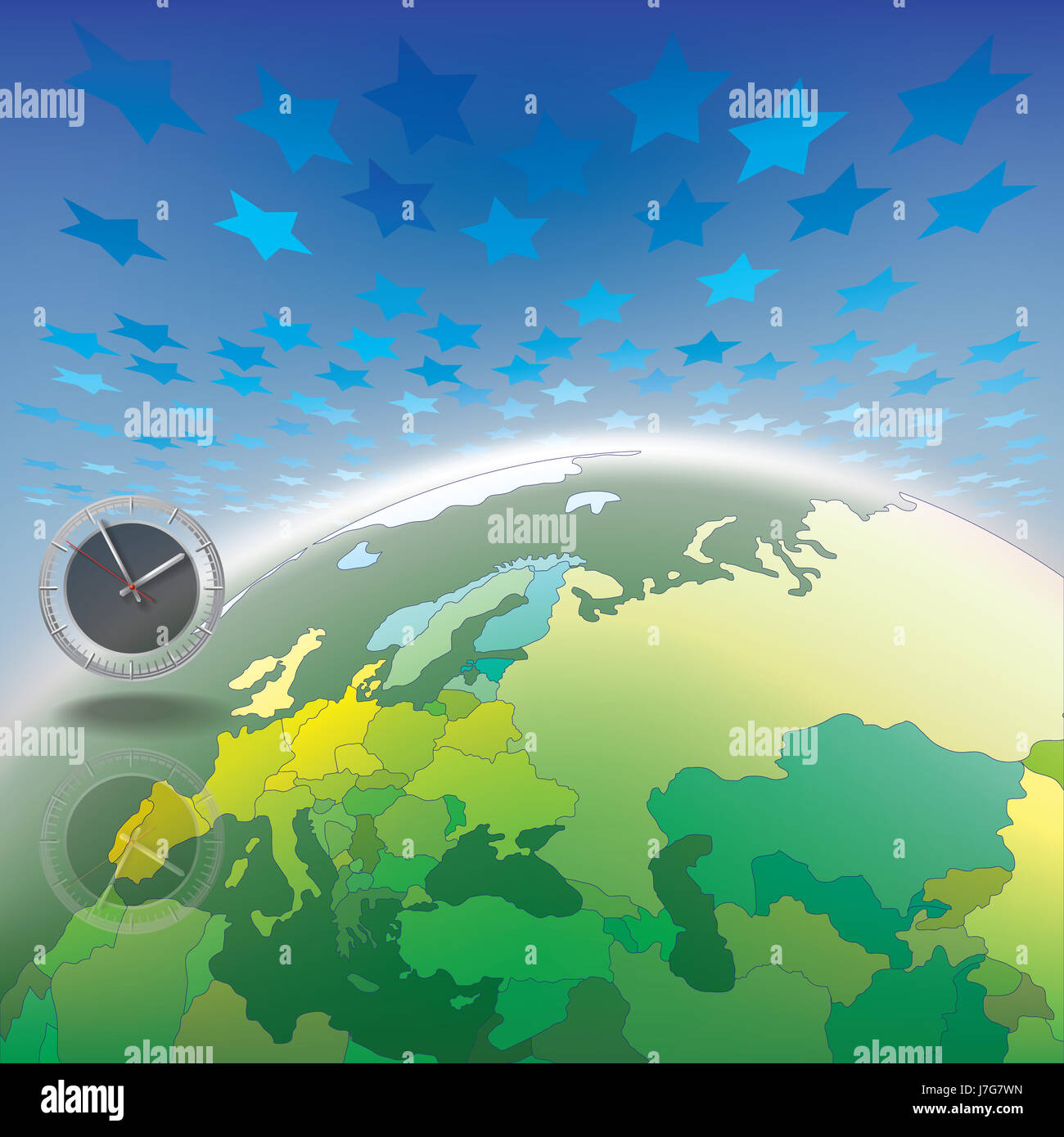 reflection clock illustration square abstract nobody star backdrop ...