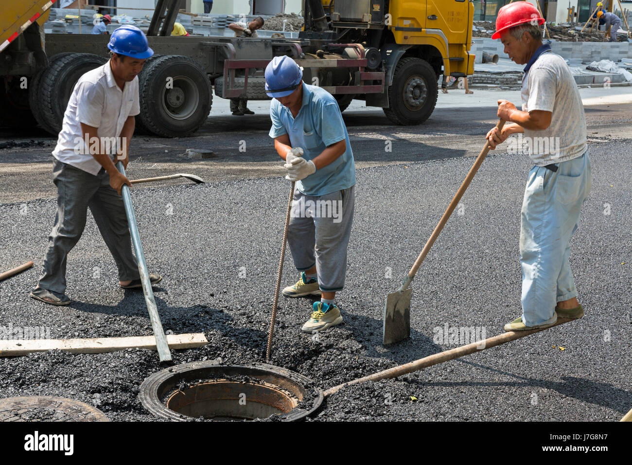 Road construction, Shanghai, China Stock Photo - Alamy