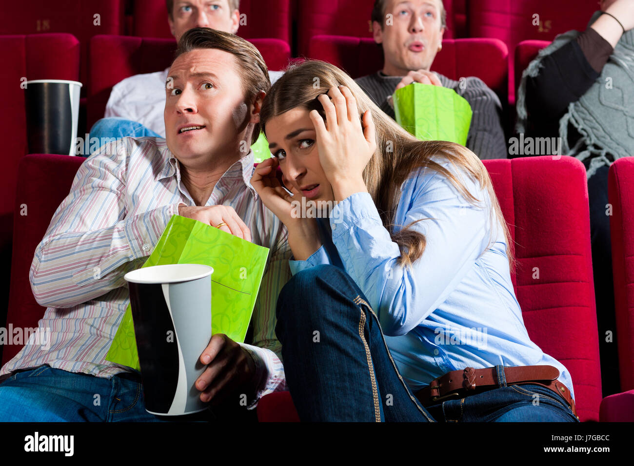 woman film movie movies horror film couple pair shocked cinema man ...