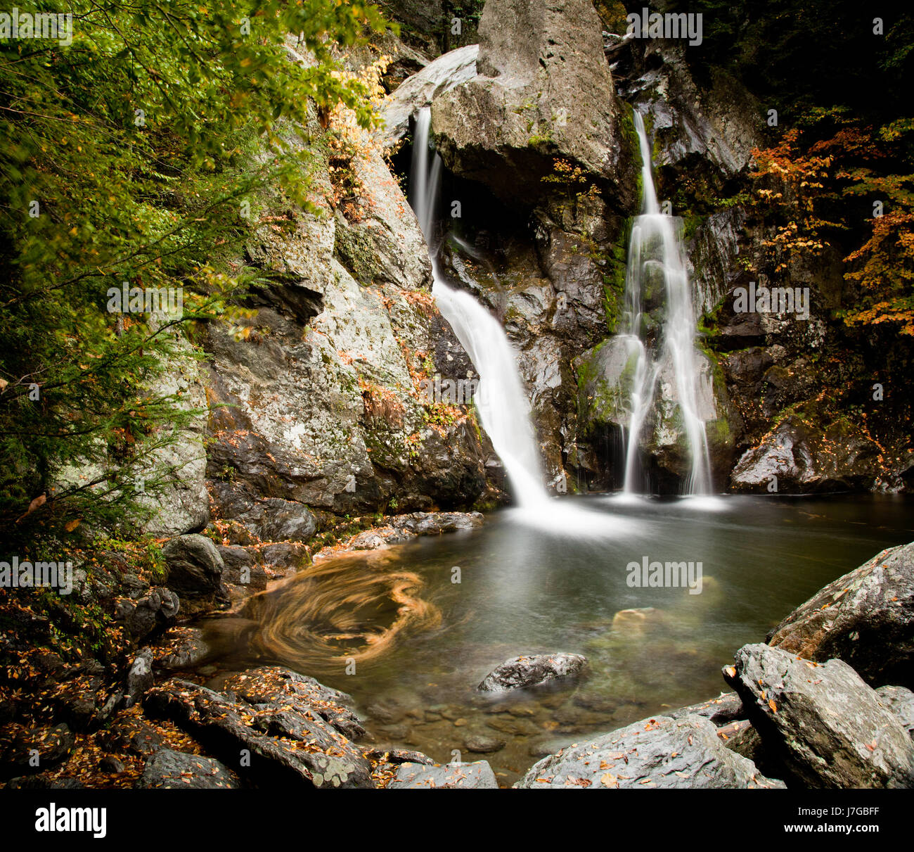 leaves waterfall falls foliage river water fall autumn motion ...