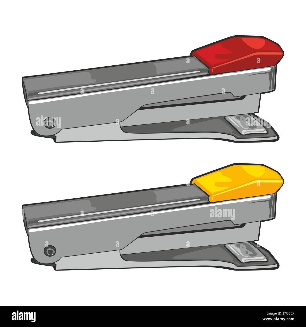 office object isolated staple stapler close blue office tool object ...