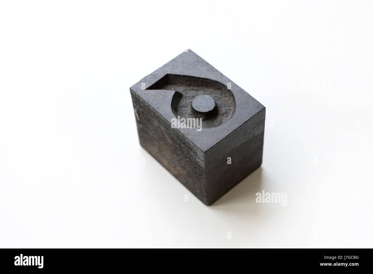 Old number six letterpress printing block isolated on a white ...