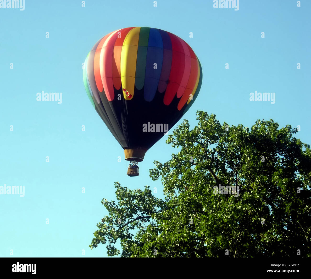 blue hot balloon floating air fly flies flys flying blue houses city ...