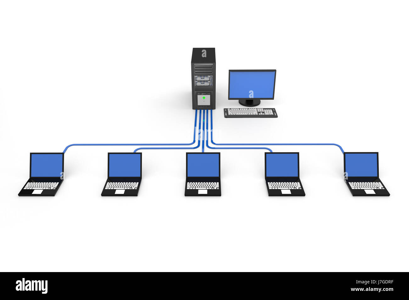 network office laptop notebook computers computer keyboard PC isolated ...
