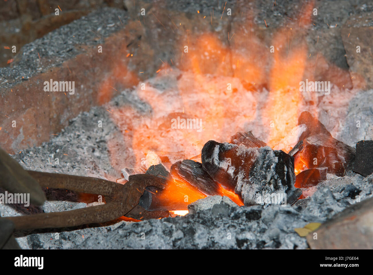 antique vintage hot metal heat fire conflagration work factory flame ...