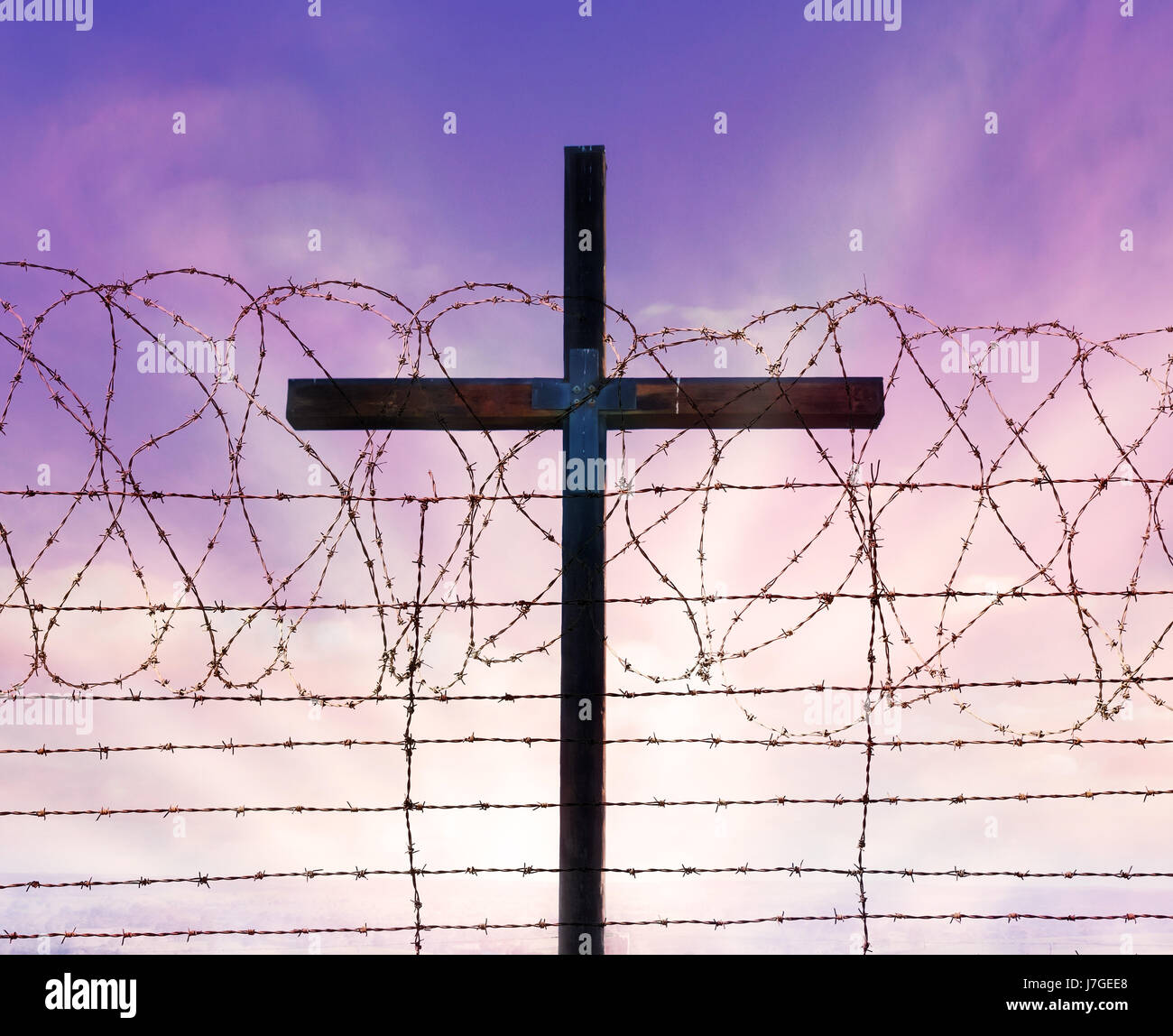 religion religious sunset cross sunrise barrier wire christian christ ...