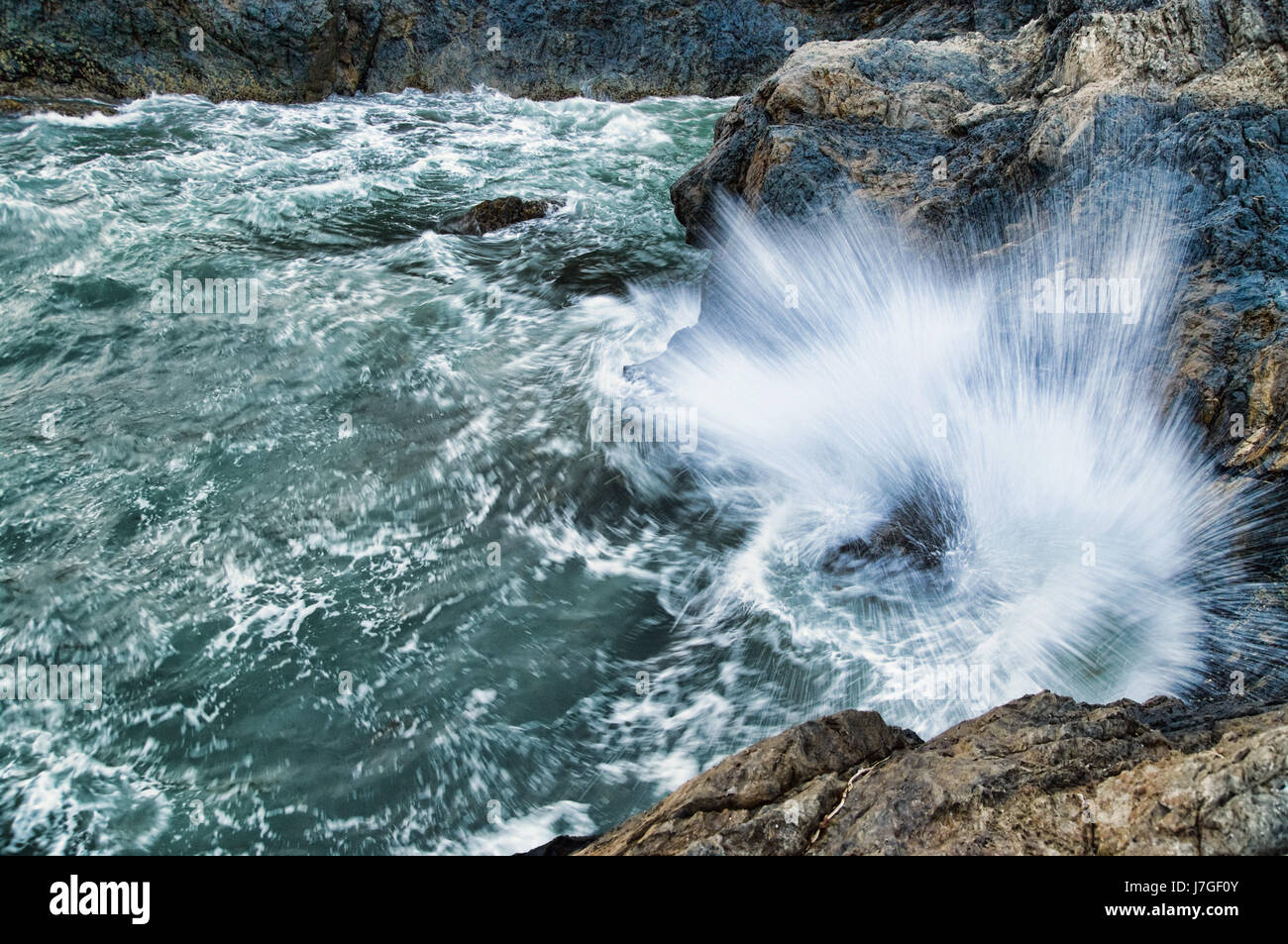 wet coast landscape scenery countryside nature splash rocks salt water ...