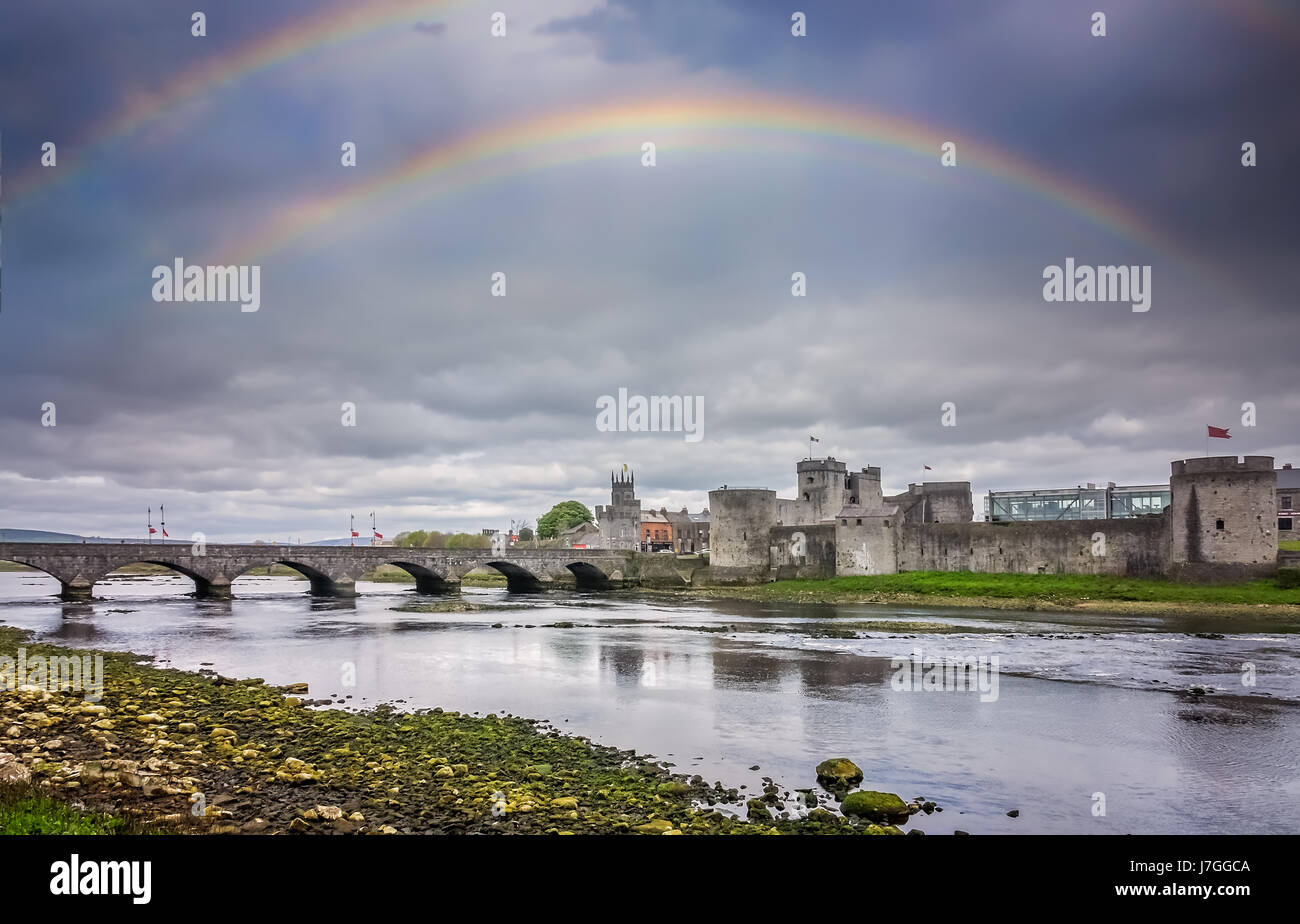 Rainbow over King Johns Castle in Limerick, Ireland Stock Photo - Alamy
