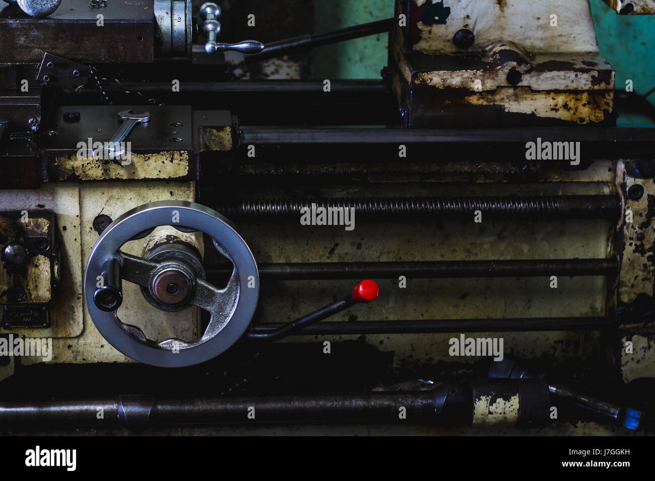 lathe machine working during productivity in industry concept Stock ...