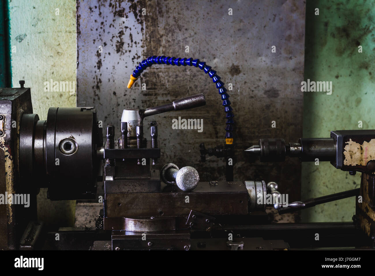 lathe machine working during productivity in industry concept Stock ...