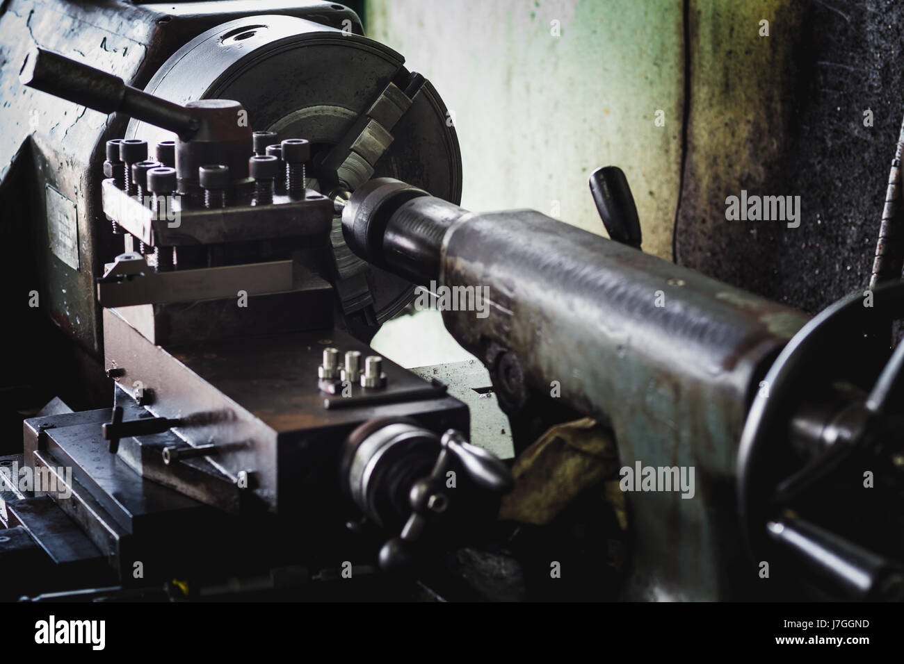 lathe machine working during productivity in industry concept Stock ...