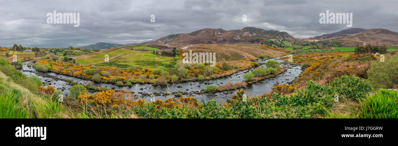 Panorama of the beautiful rural Irish landscape, Kerry county, Ireland ...
