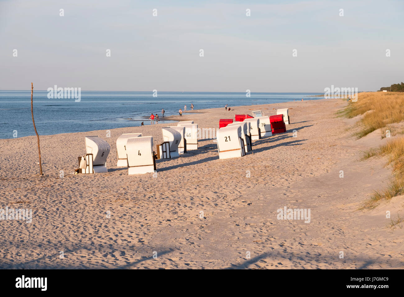 Beach chairs on the beach of Prerow, Baltic Sea, Darss, Mecklenburg ...
