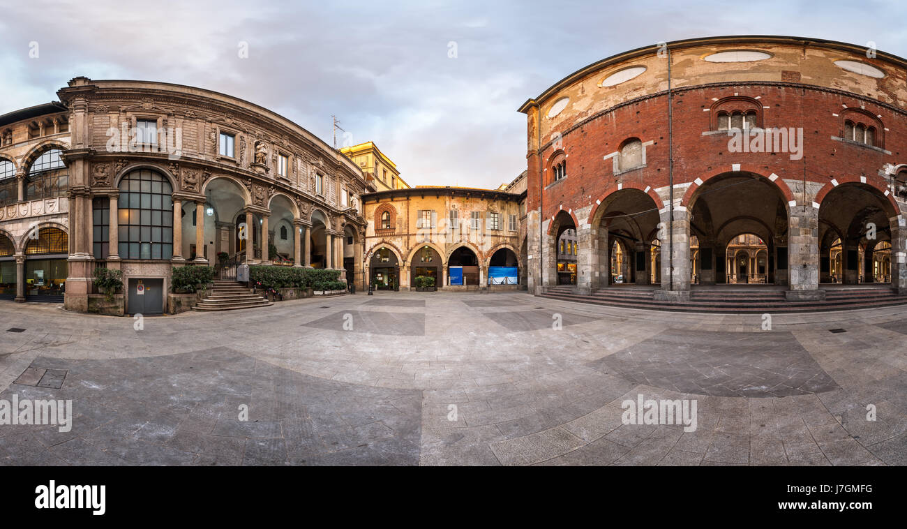 Panorama of Palazzo della Ragione and Piazza dei Mercanti in the ...