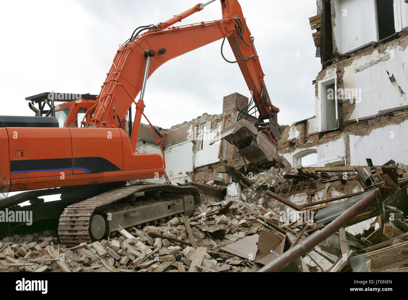 house building ruin dredger debris mull refuse track vehicle house ...