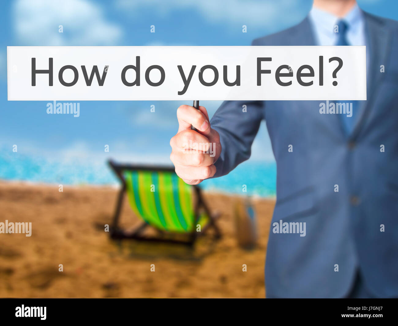 How do you Feel - Businessman hand holding sign. Business, technology ...