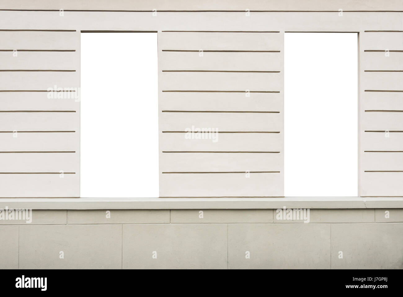 Two vertical mock up of store blank showcase window in the classical ...
