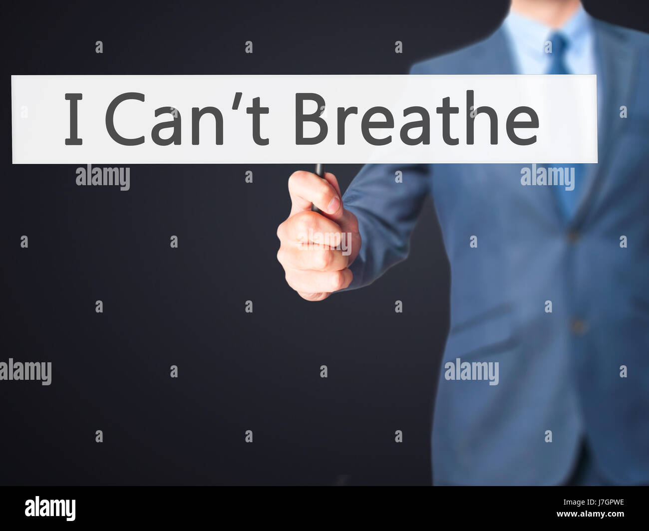 I Can't Breathe - Businessman hand holding sign. Business, technology ...