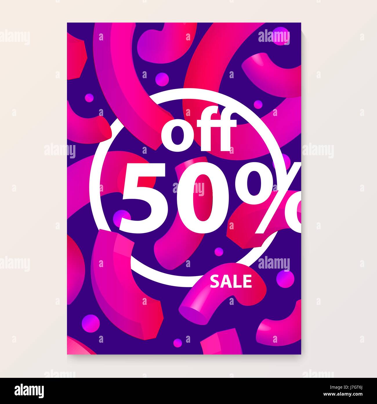 Bright poster for your sales discounts and promotions. 3d shapes Stock ...