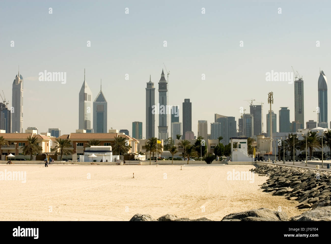 blue tower buildings city town modern modernity lights palms steel ...