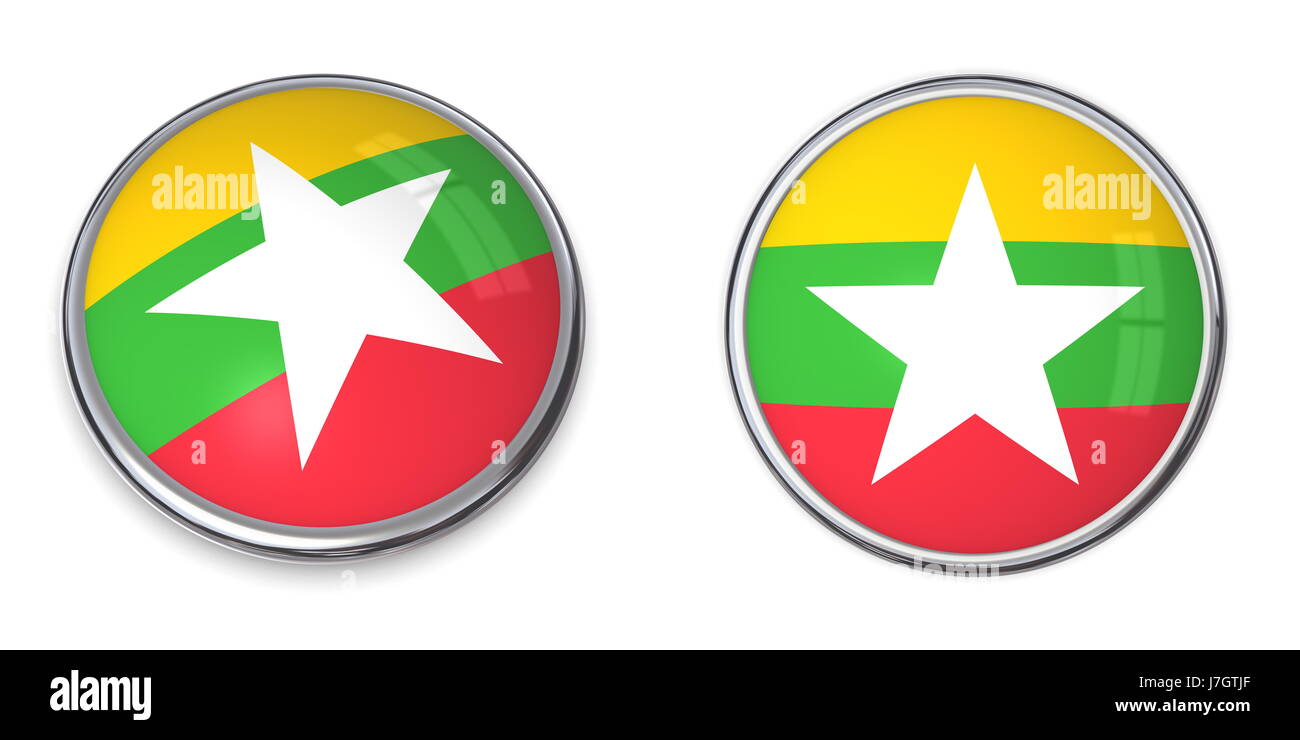flag button myanmar banner burma pin round ring travel isolated tourism ...