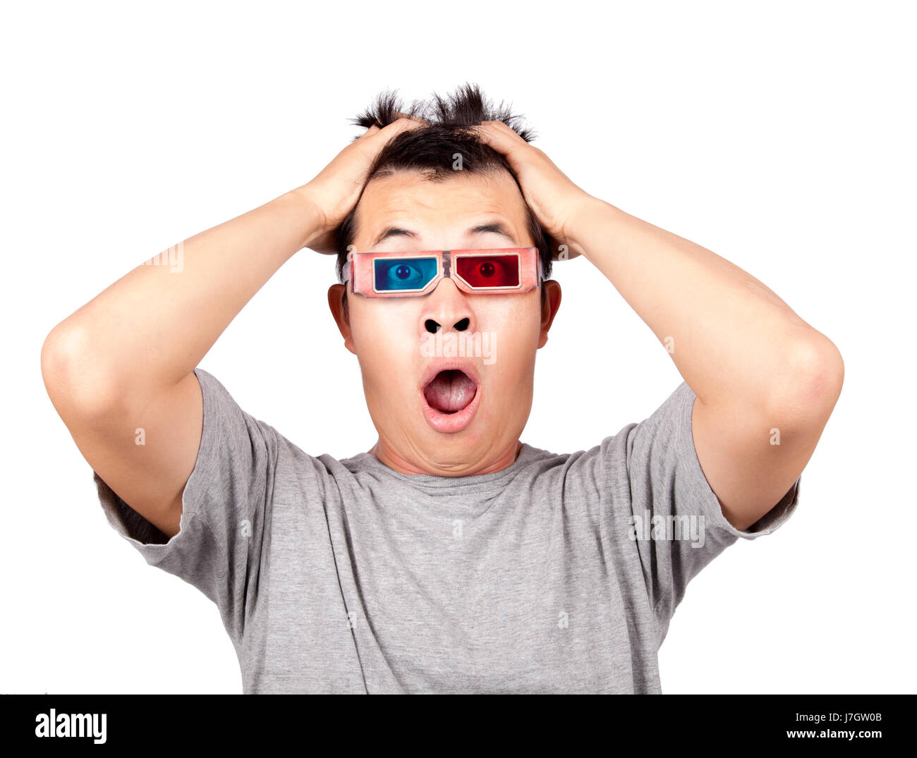 portrait shock terrible amaze surprise blue indicate show men man look ...