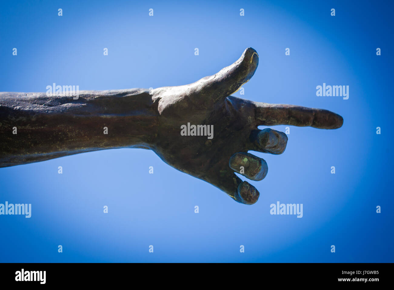 Bronze statue pointing finger of Bessenyei Ferenc Stock Photo - Alamy