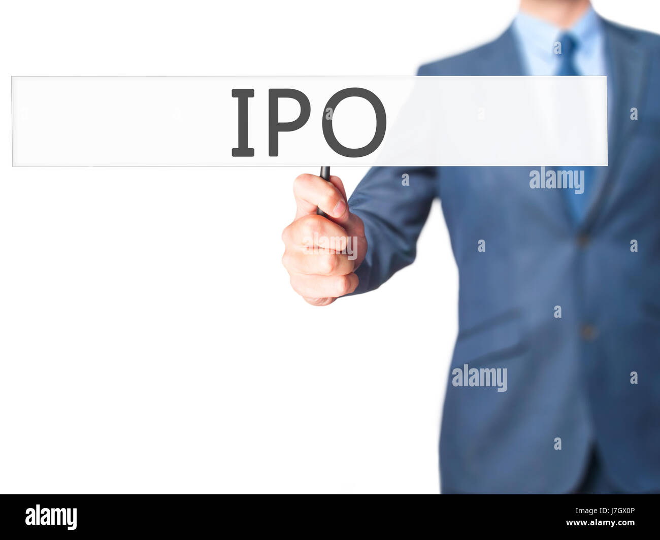 IPO - Businessman hand holding sign. Business, technology, internet ...