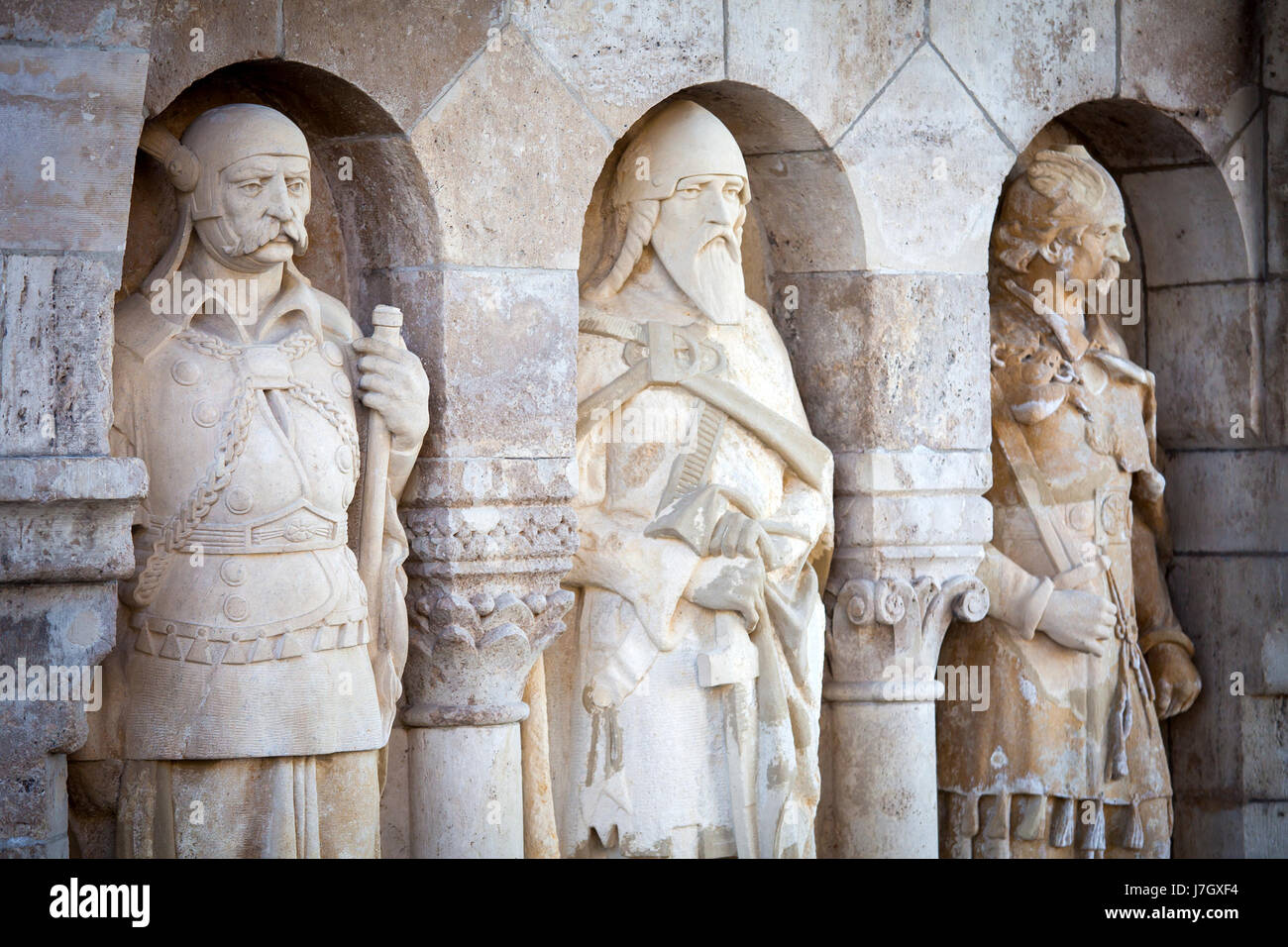 Noble knights statues at Buda Castle in Budapest, Hungary Stock Photo ...
