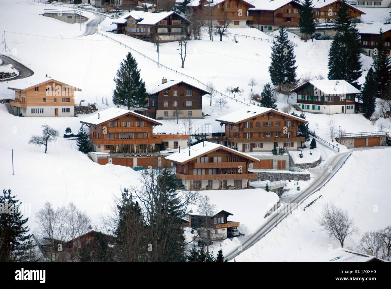 travel houses city town tree trees mountains winter alps snow coke ...