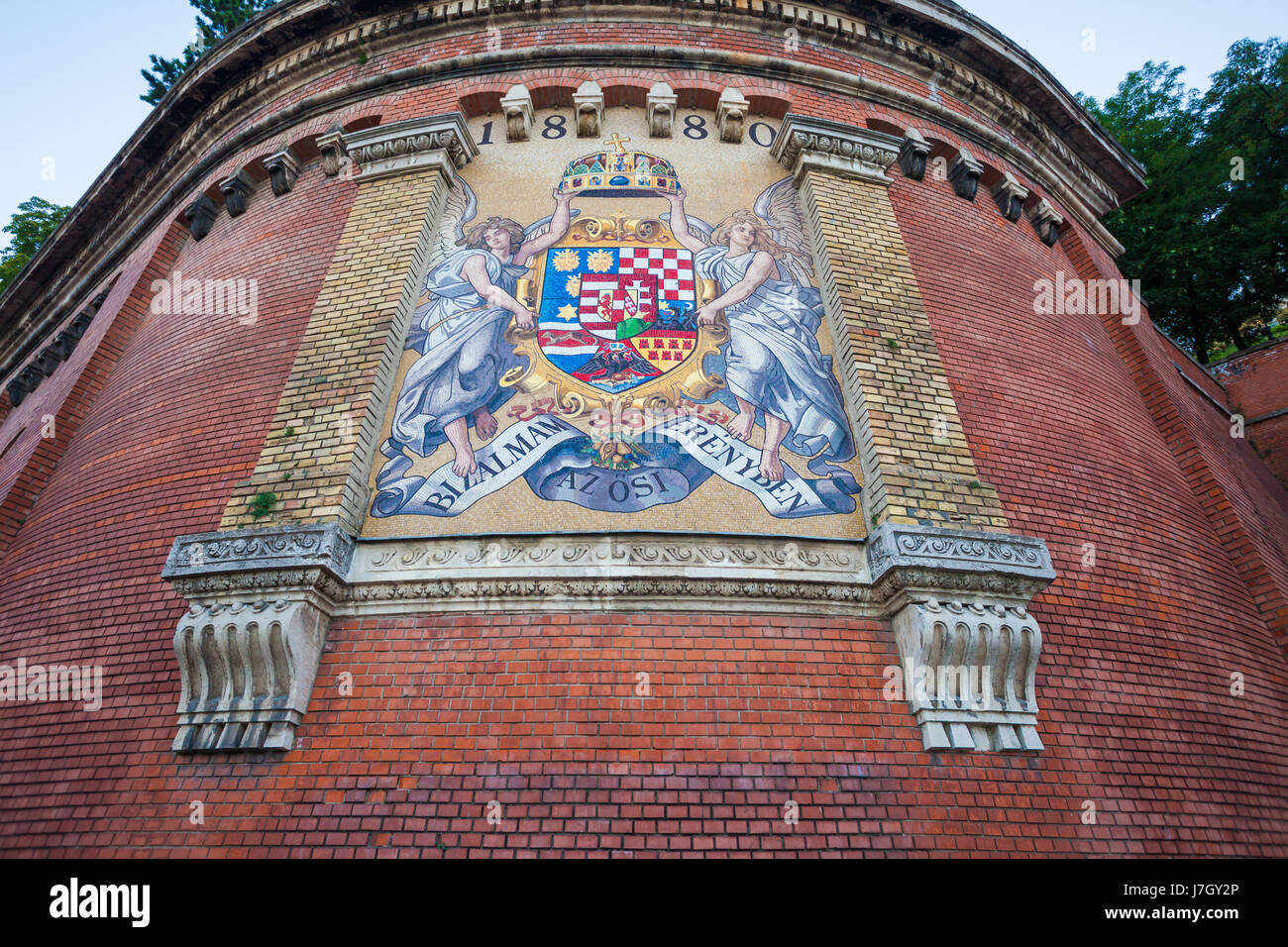 Coat of Arms emblem on Buda Castle wall in Budapest, Hungary Stock ...