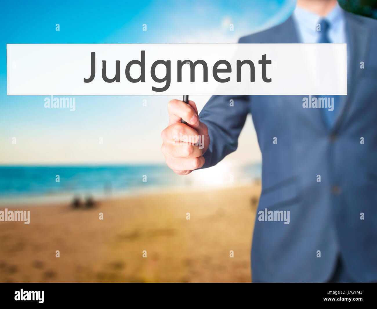 Judgment - Business man showing sign. Business, technology, internet ...