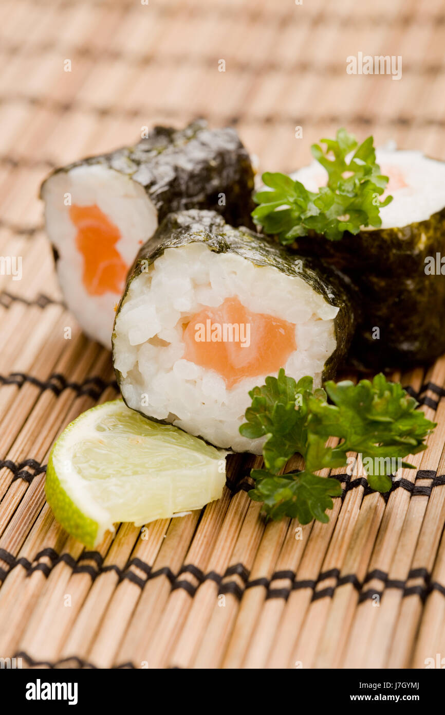 food aliment closeup shrimp raw sushi japan parsley nutrition lime ...