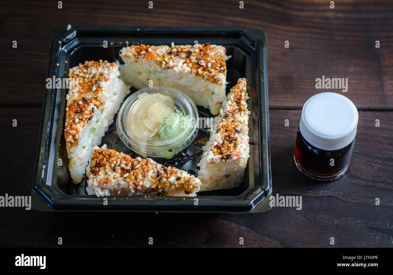 sushi rolls with soy sauce Stock Photo - Alamy