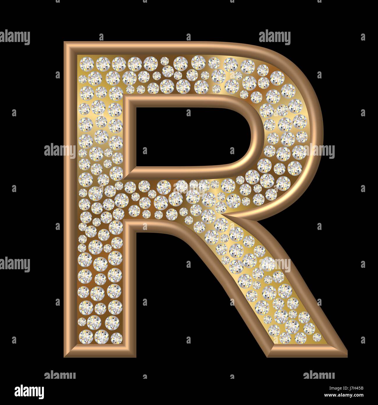 golden letter with diamonds Stock Photo - Alamy