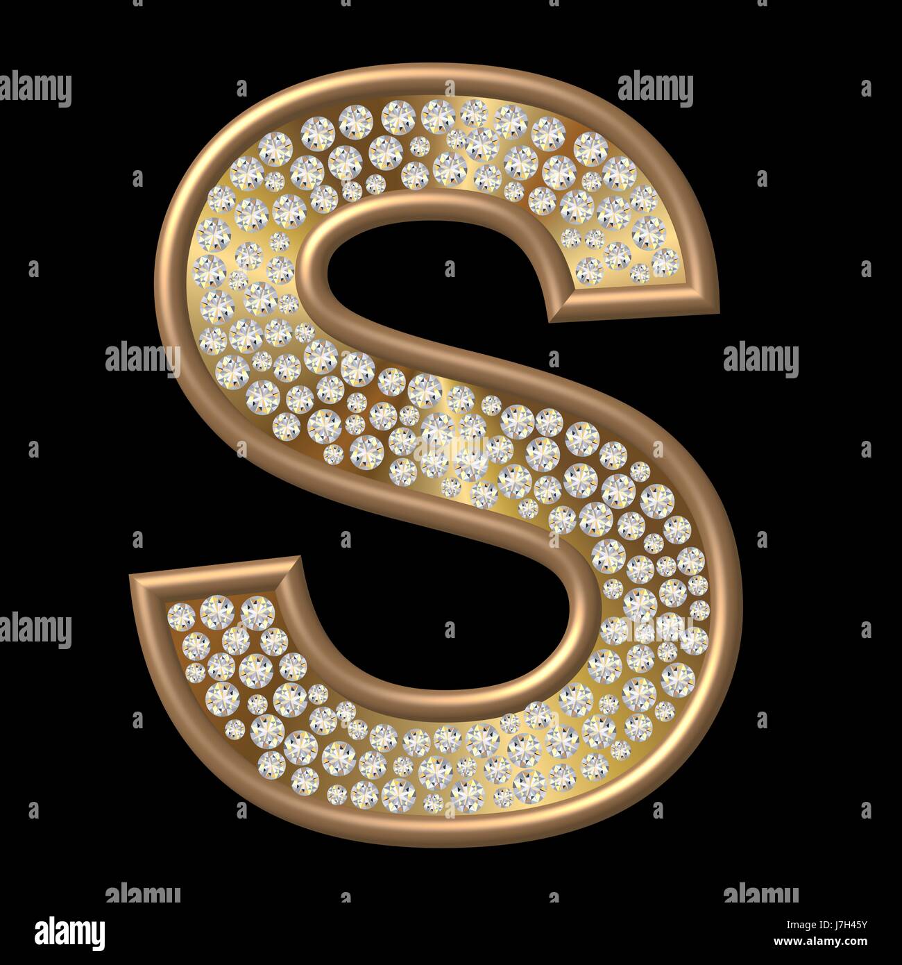 golden letter with diamonds Stock Photo - Alamy